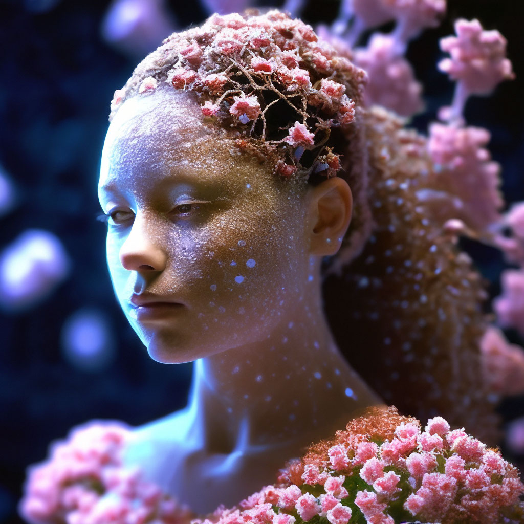 "A foreign bodyminirose girl made of molecules of water and ...