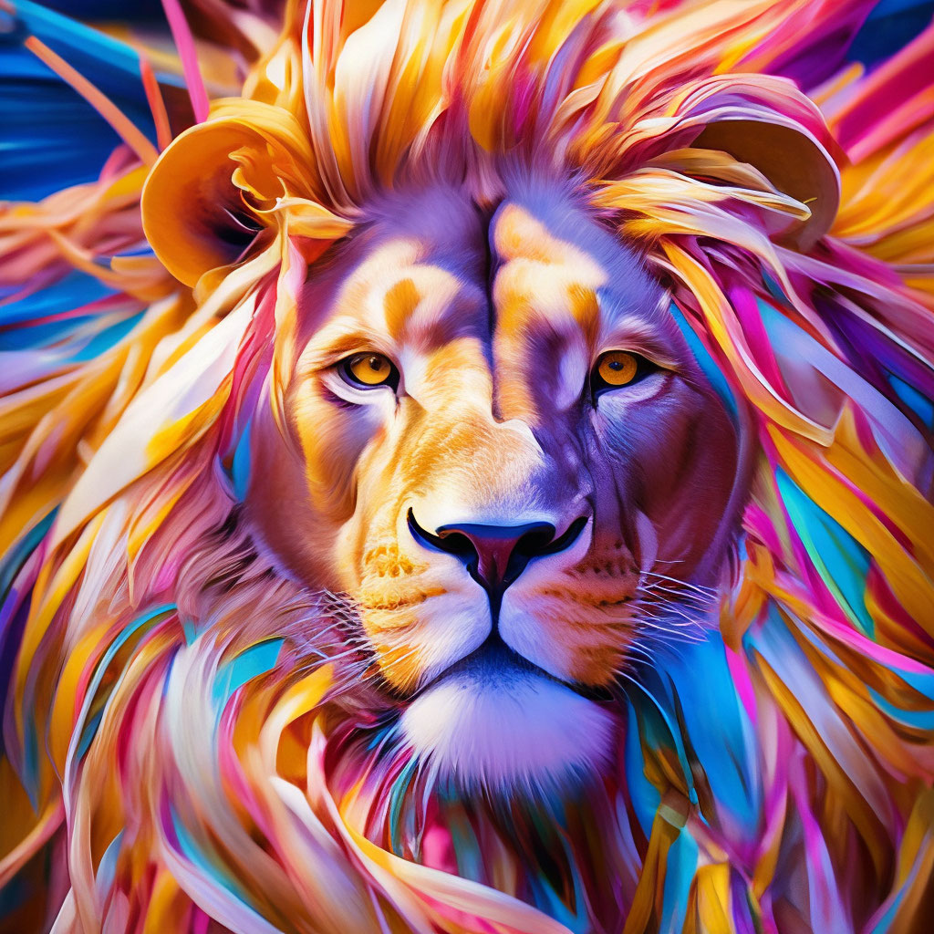 "Lion in the style of op art, all shades of white and golden peach ...