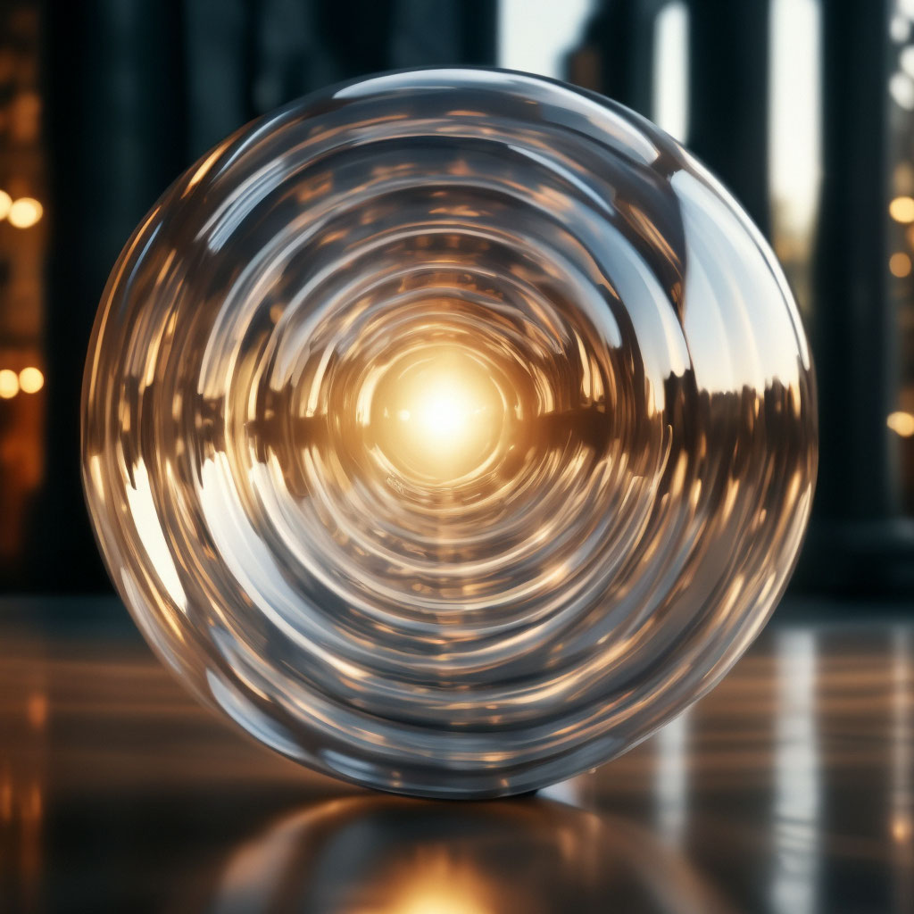 "Light passing through a transparent sphere made of transparent spheres ...