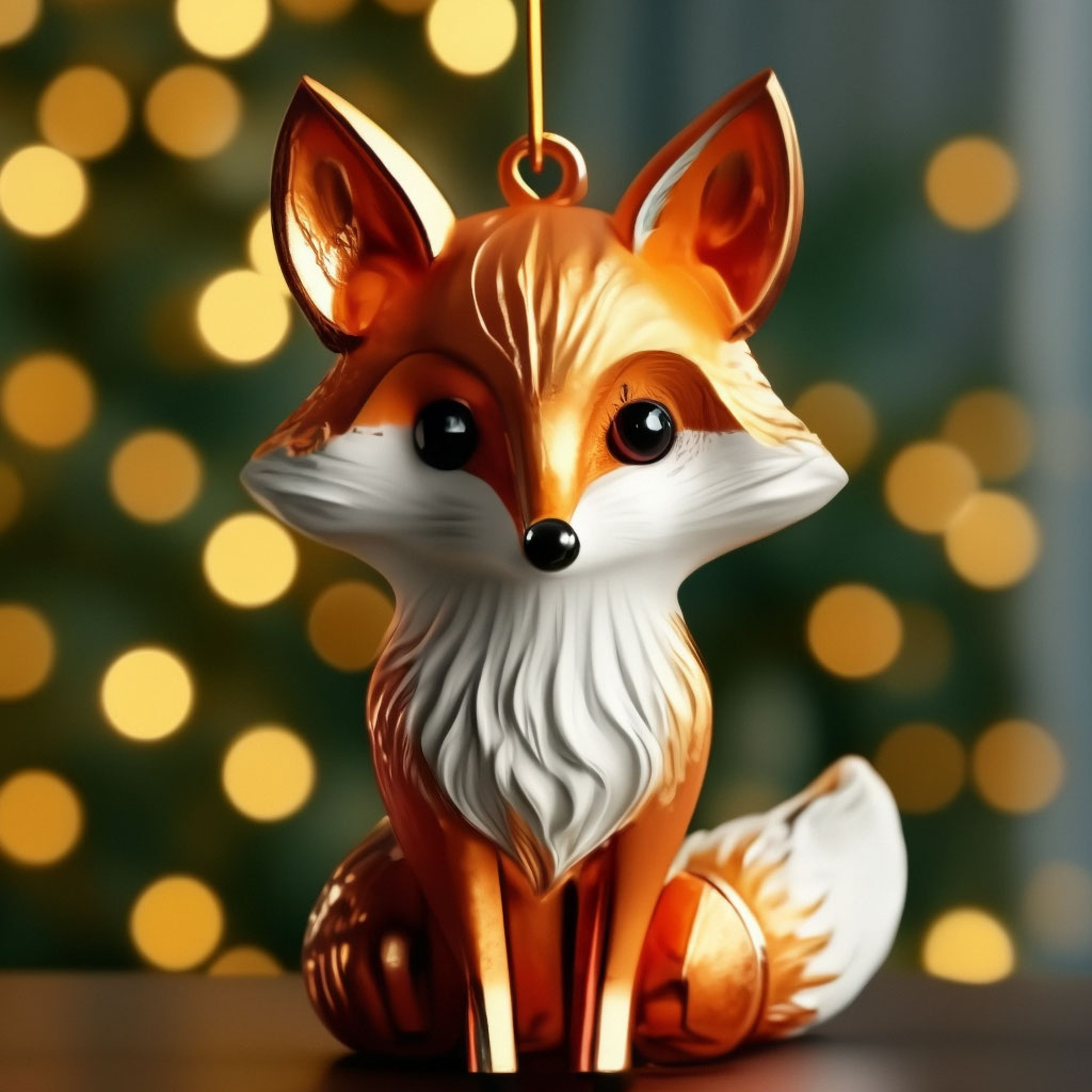 "A Fox Christmas tree toy. Fashion illustration style" — image created ...