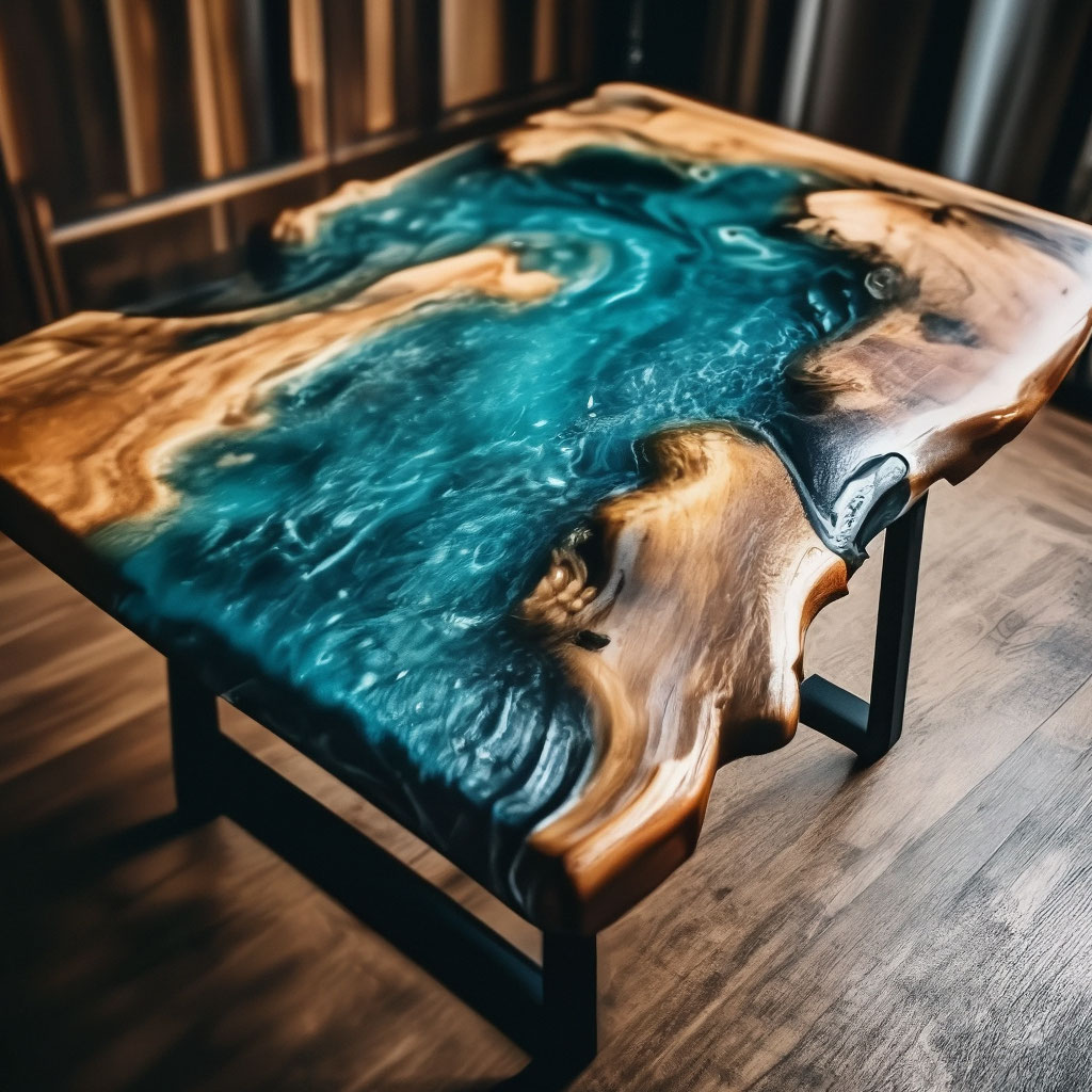 "Phantasmagoria magic carved table made of epoxy resin" — image created ...