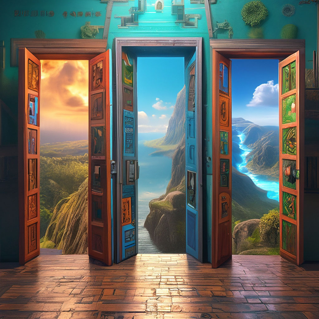 "Multiple doors leading to other worlds, fantasy, professional ...