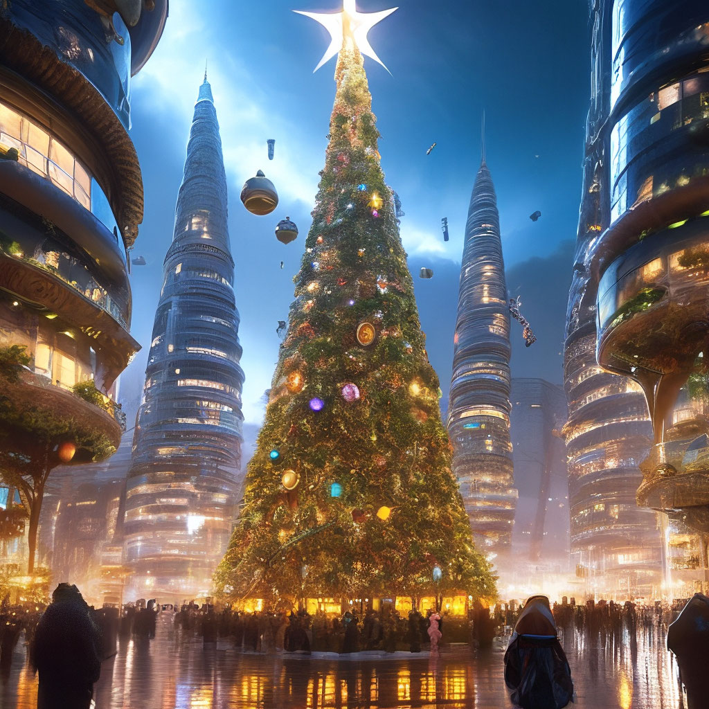 "A magnificent Christmas tree standing in the center of the city ...
