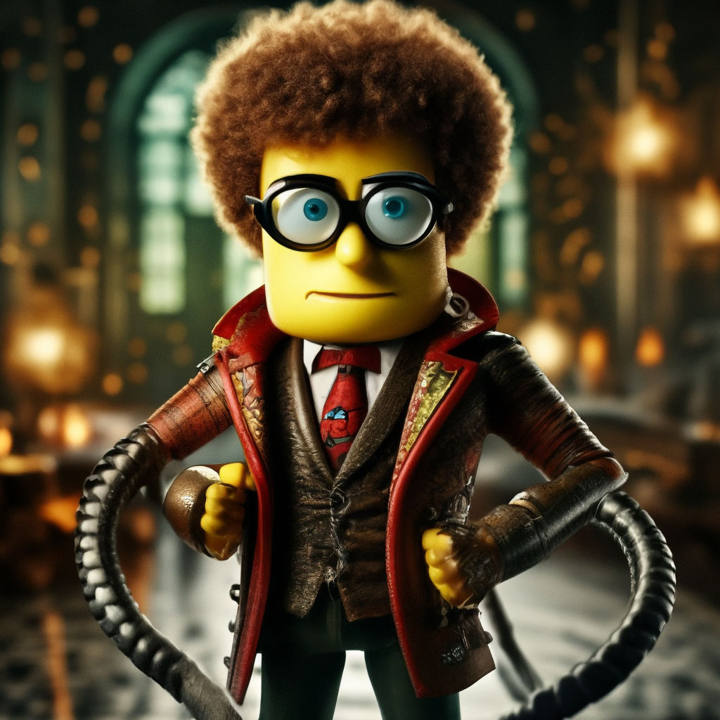 "SpongeBob dressed as Dr. Octavius" — image created in Shedevrum