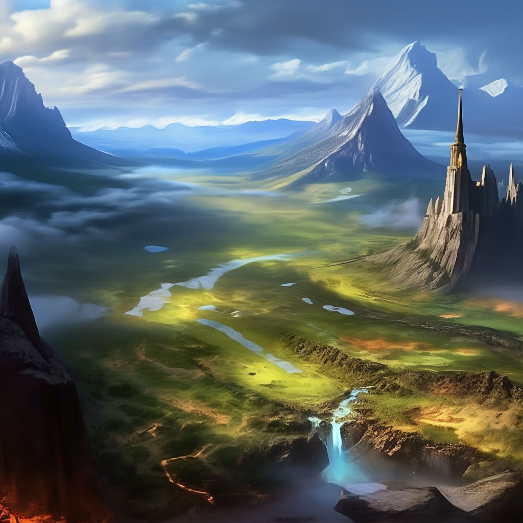 "Landscape from Dungeons & Dragons, high detail" — image created in ...