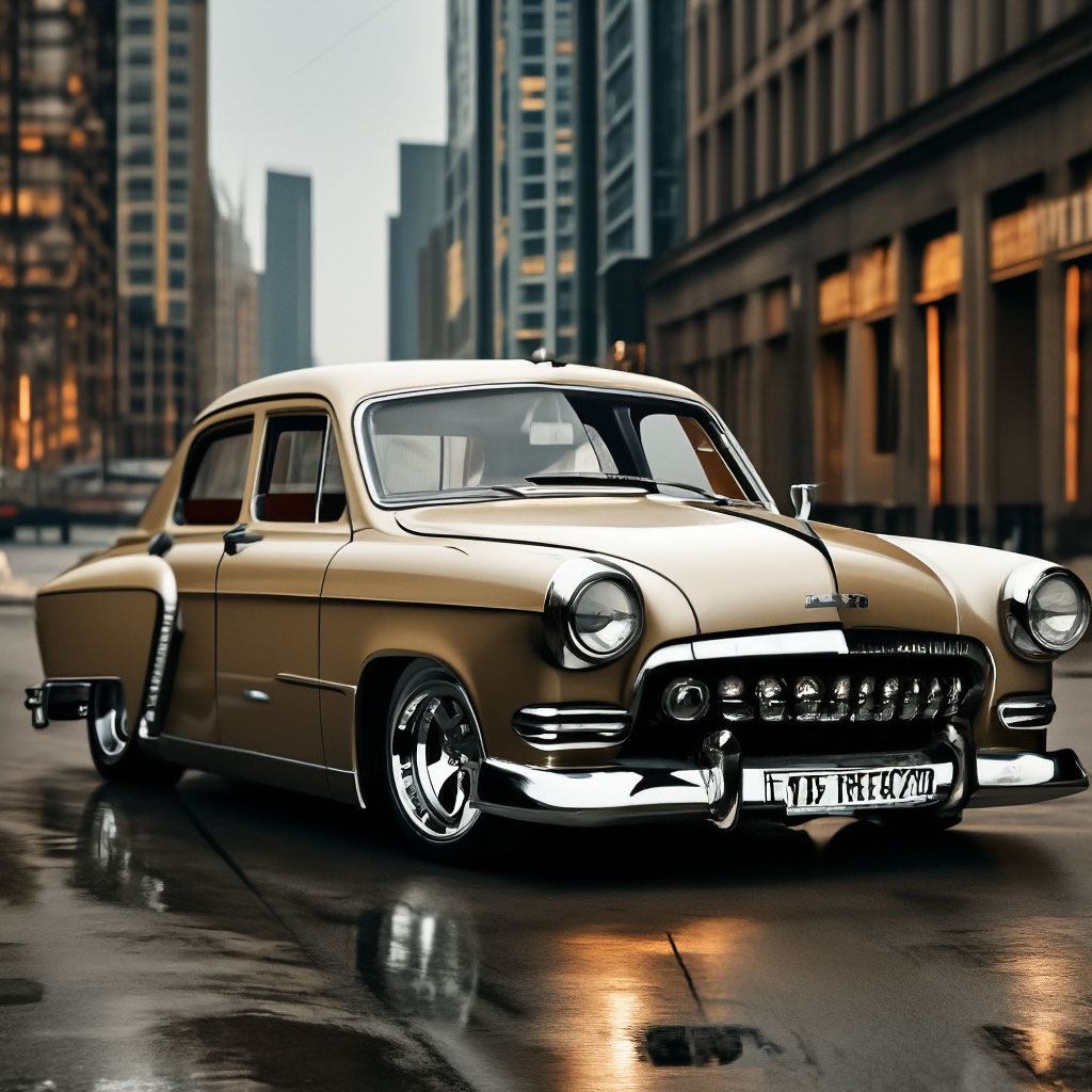 "FUTURISTIC DESIGN GAZ 21 VOLGA TUNING BIG WHEELS" — image created in ...
