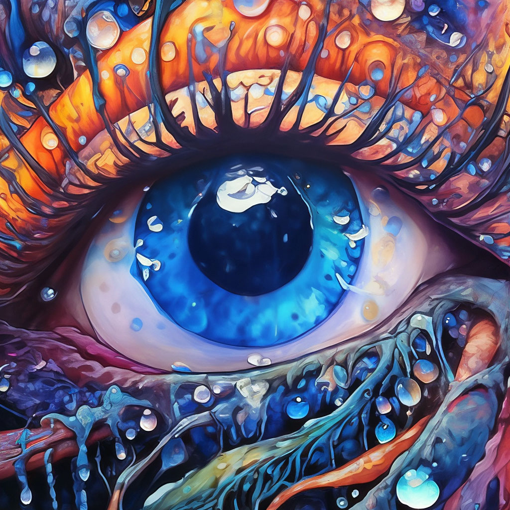 "Surrealism, superdetalization,3D. horror, human eye, epic , mysterious ...