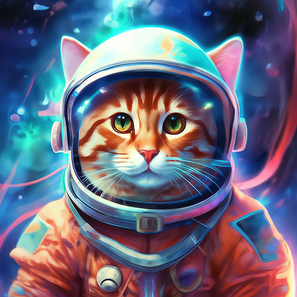 "Space cat" — image created in Shedevrum