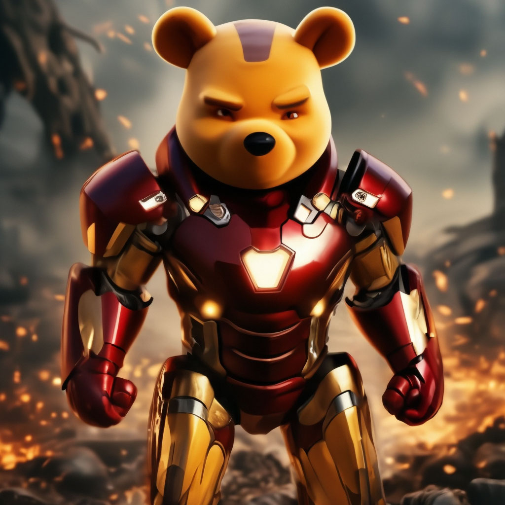 "Vinipuh the iron man" — image created in Shedevrum