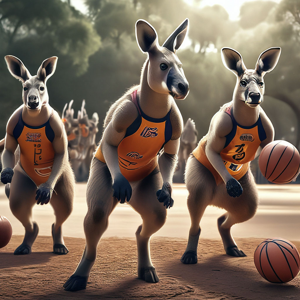 "Kangaroos play basketball in nba uniform, professional photo ...