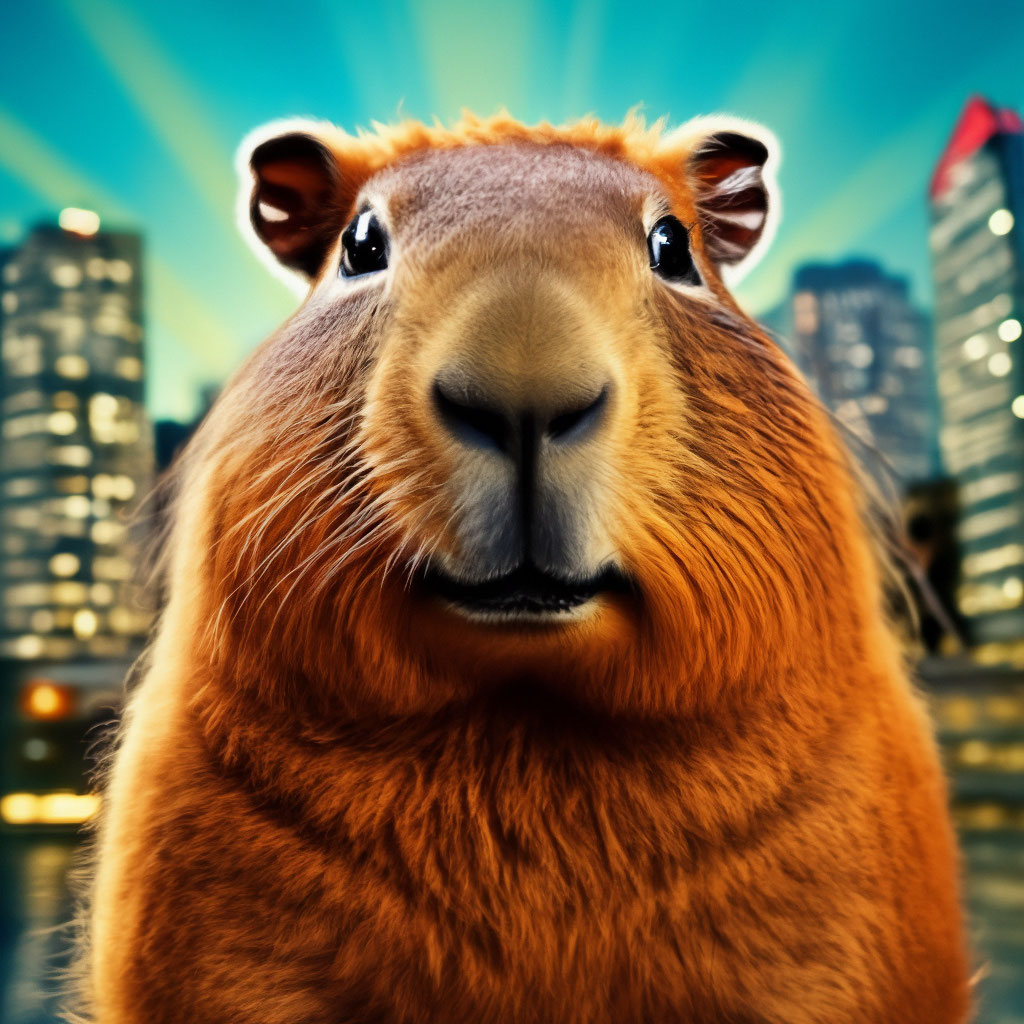 "Funny capybara, pop art, comics book, advertising, illustration ...