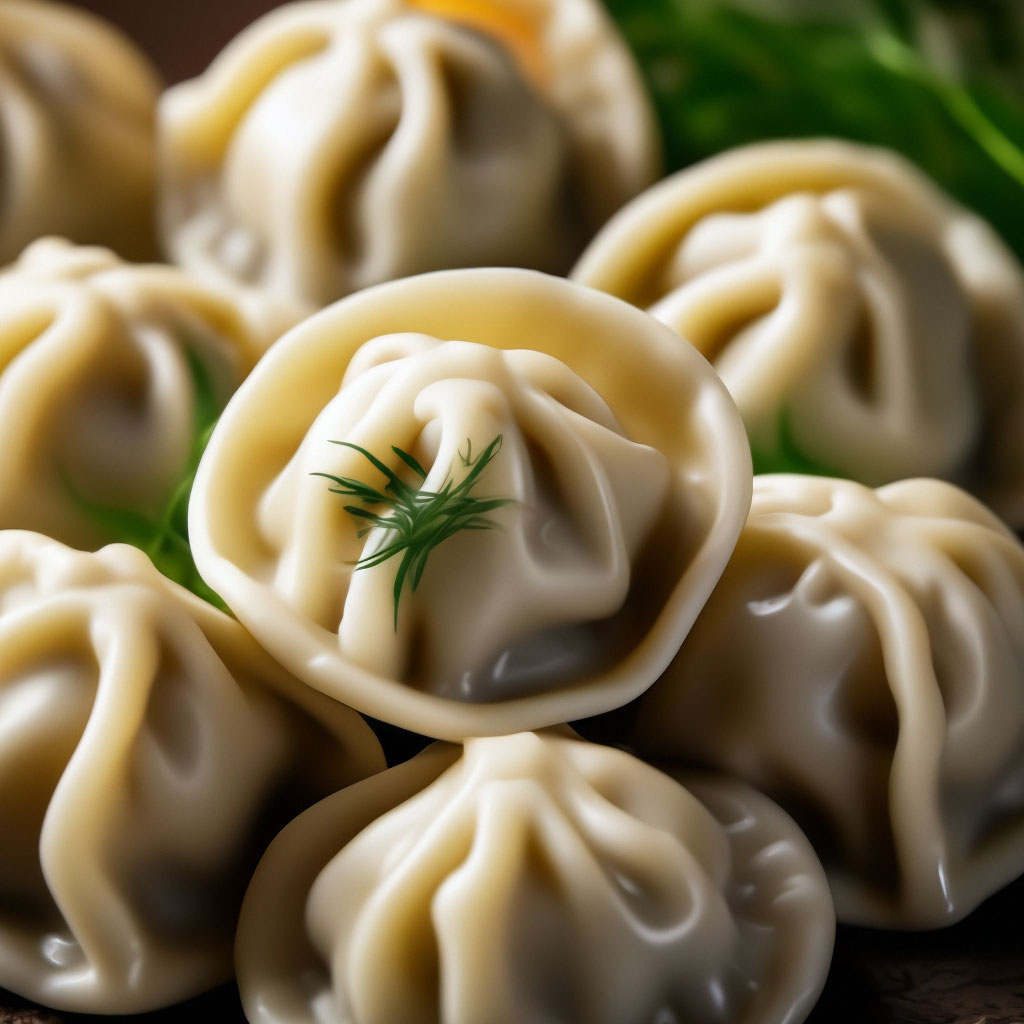 "Mouth-watering dumplings with dill, 4k, realistic, beautiful ...