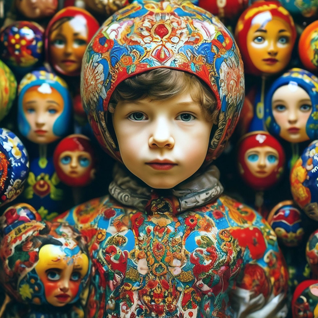 "Fancy intricate portrait, photo, matryoshka boy, hyperrealism, lots of ...