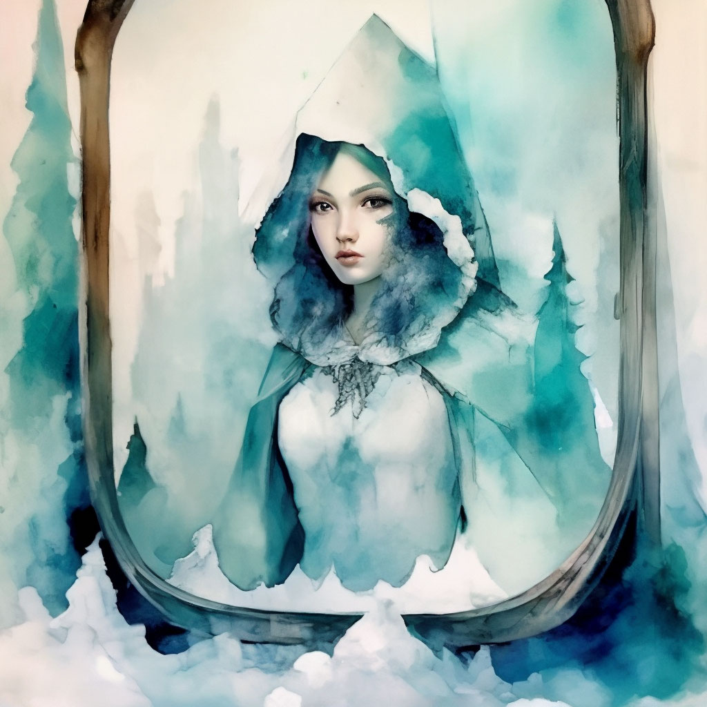 "Watercolor smudges snow turquoise fugitive in the mirror white magic ...