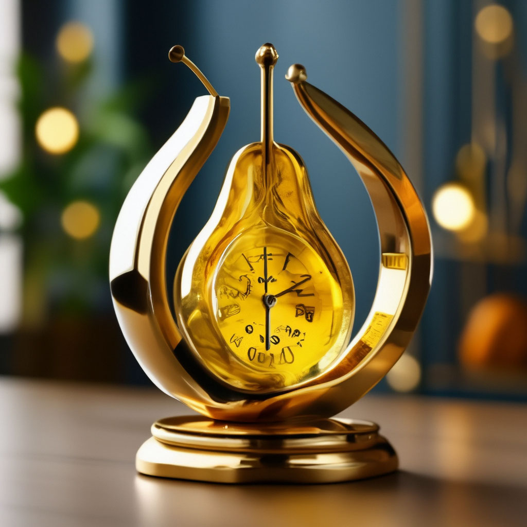 "Crystal yellow pear in the form of a table clock on a stand ...