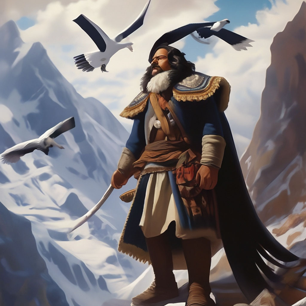 "Going deep into unknown mountains, The old conquistador got lost ...