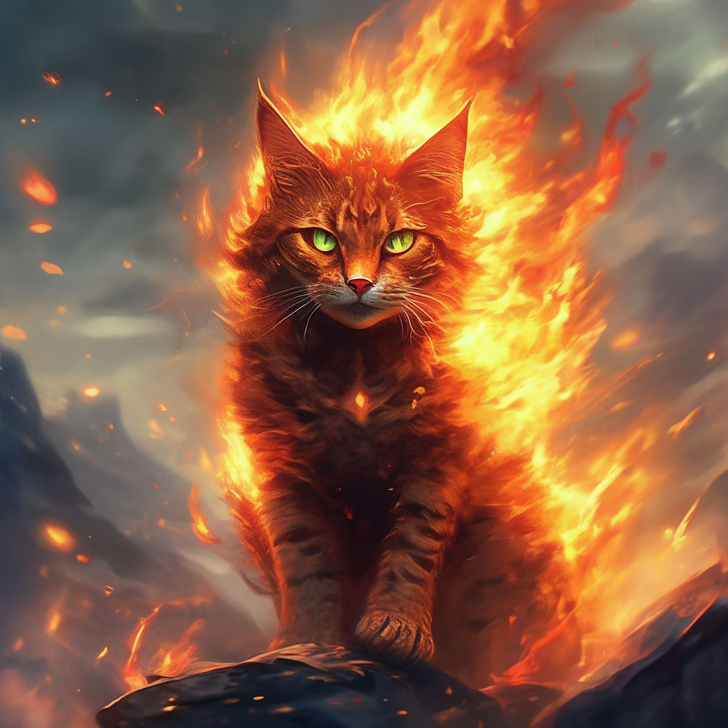 "The fire cat" — image created in Shedevrum