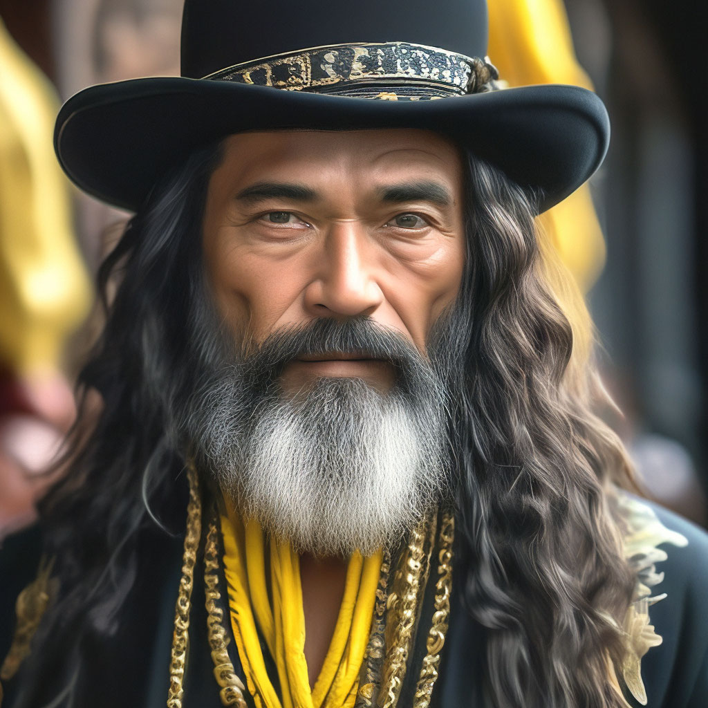 "Man +gypsy baron 52 years old + in a wide black hat + wise + cunning ...