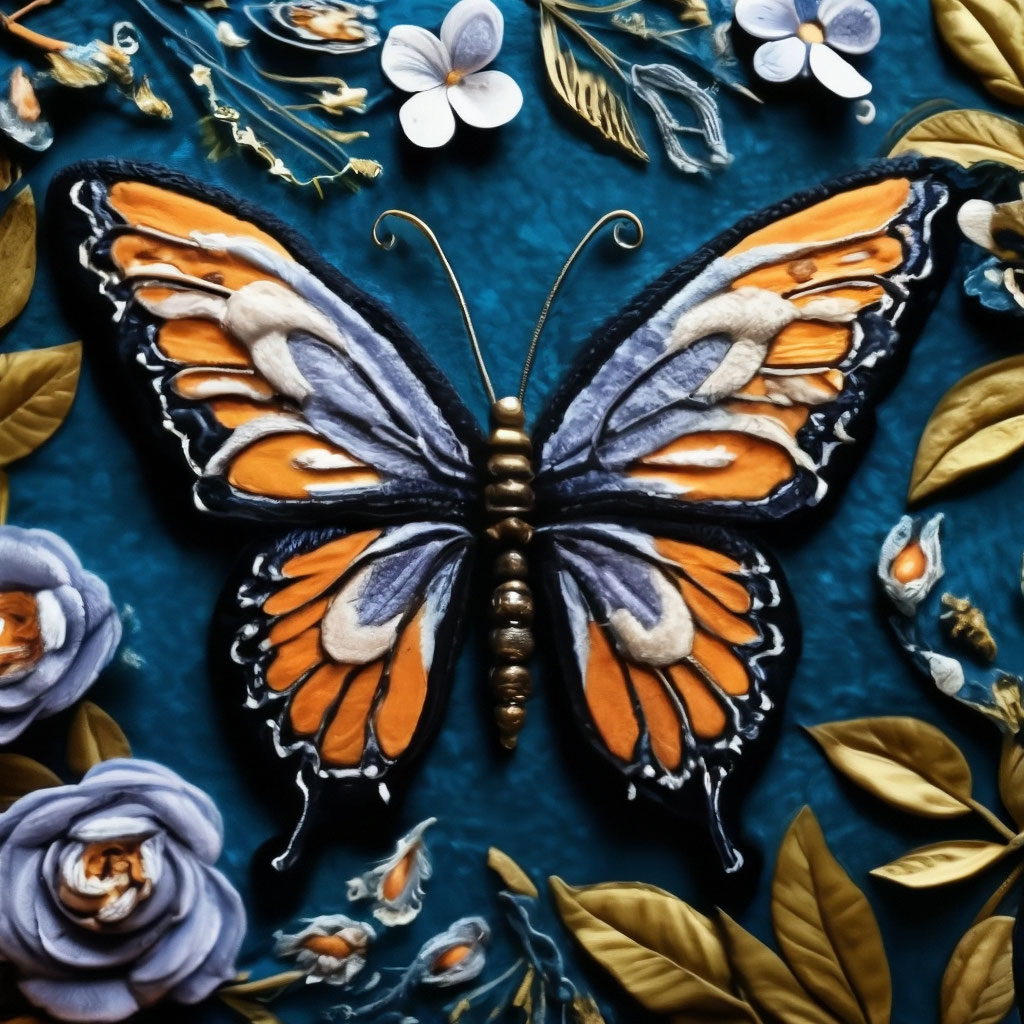 "Butterfly, felting, felt, cotton wool, beads, weaving, flowers and ...