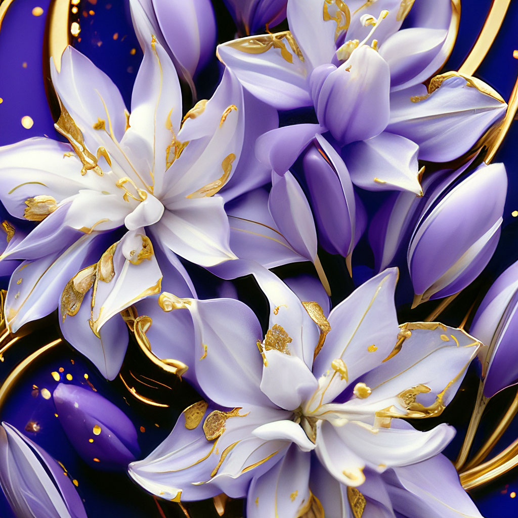 "Lavender+ white hyacinth flowers, aesthetically pleasing, gold ...