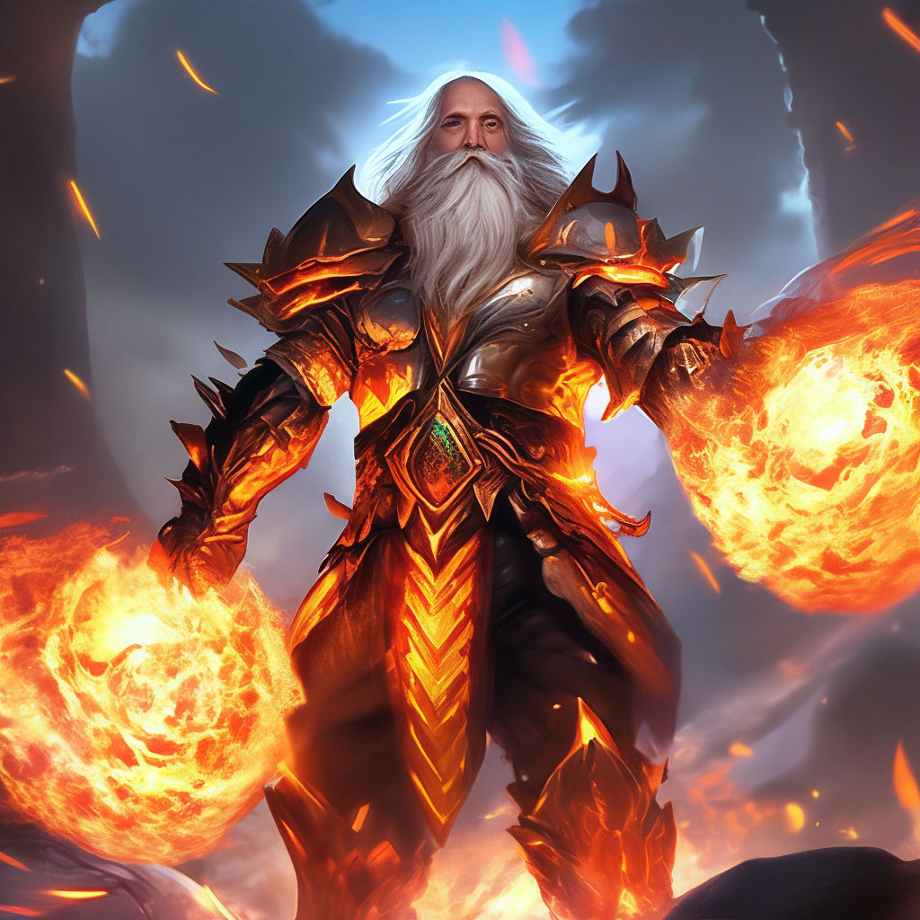 "Fire caster Malfurion. Who has huge fire elements behind his back ...