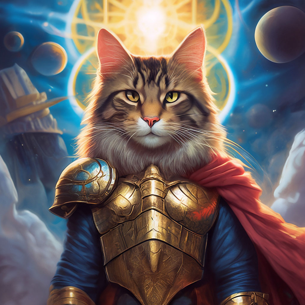 "Cat Thor" — image created in Shedevrum