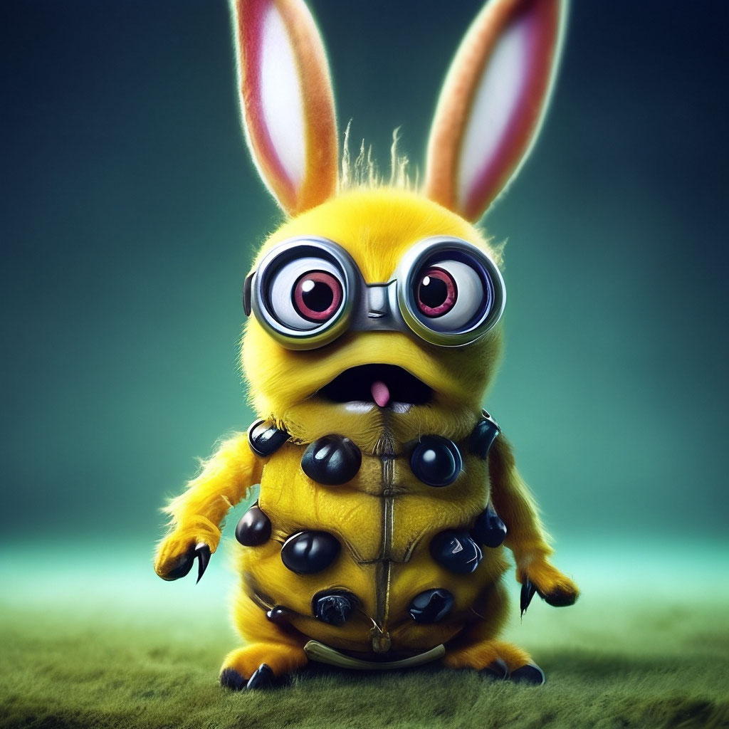 "The company of Creep funny bug-eyed crazy minion bunny, caterpillar ...