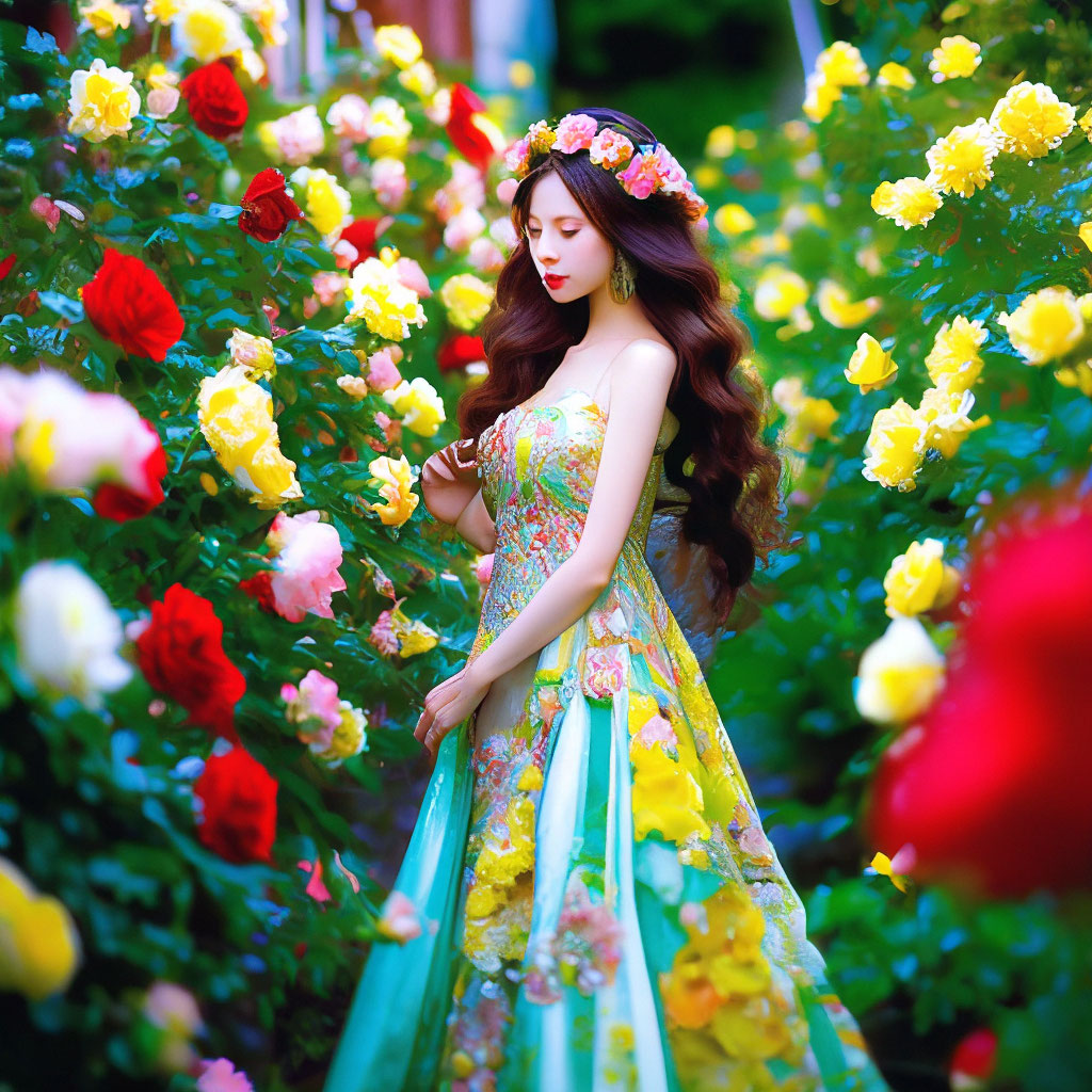 "A very beautiful alley, on both sides of the alley rose bushes of ...
