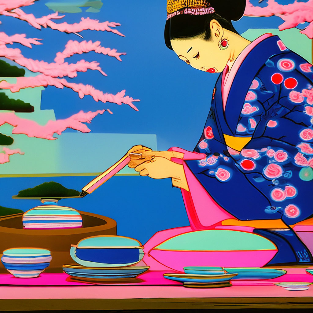 "Tea ceremony. Professional Japanese painting of the 17th century ...