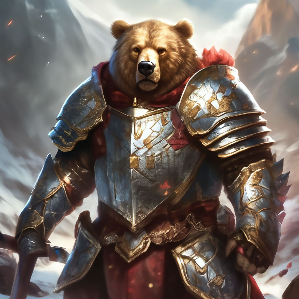 "Battle bear in armor" — image created in Shedevrum
