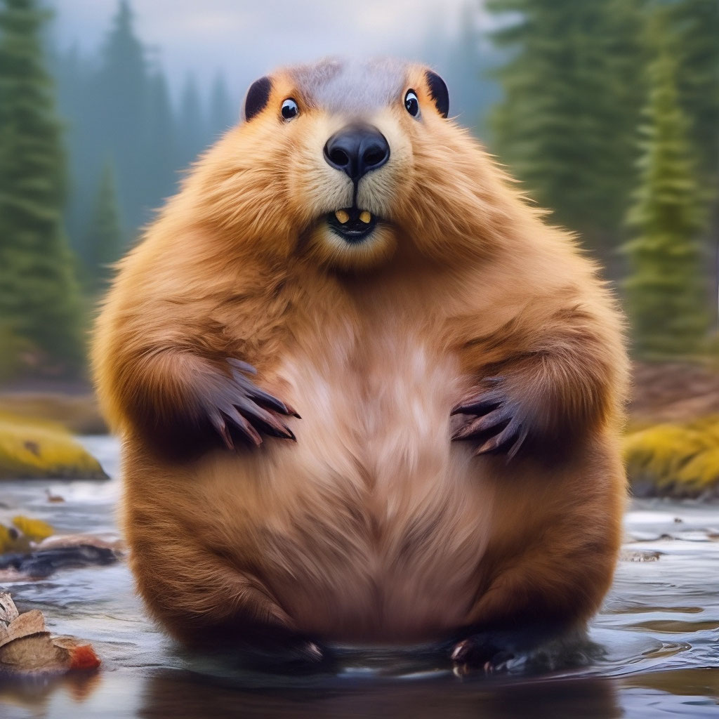 "Fat beaver" — image created in Shedevrum