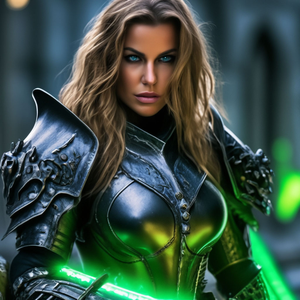 "Carmen Electra, woman, big beautiful bust, helmet-less undead knight ...