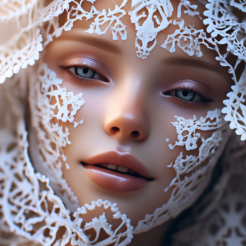 "Fantasy style, photorealism, metamorphosis, the face of an incredibly ...