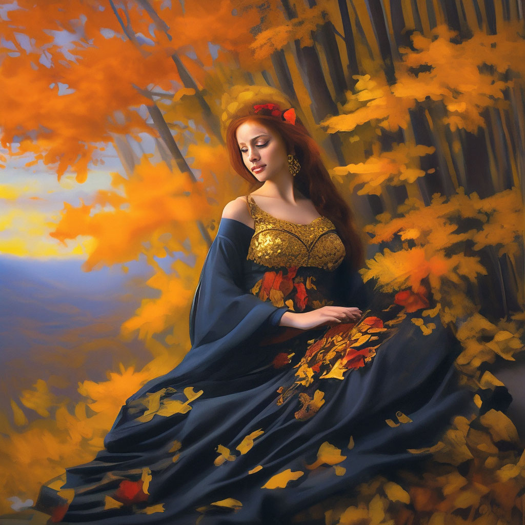 "Her Majesty Autumn, Painting, Photorealism, +18" — image created in ...
