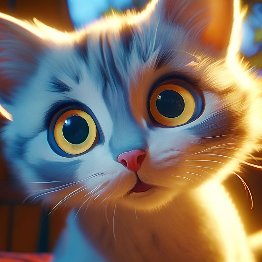 "Very cute bug-eyed cat, 4k, realistic, beautiful, van Gogh style ...