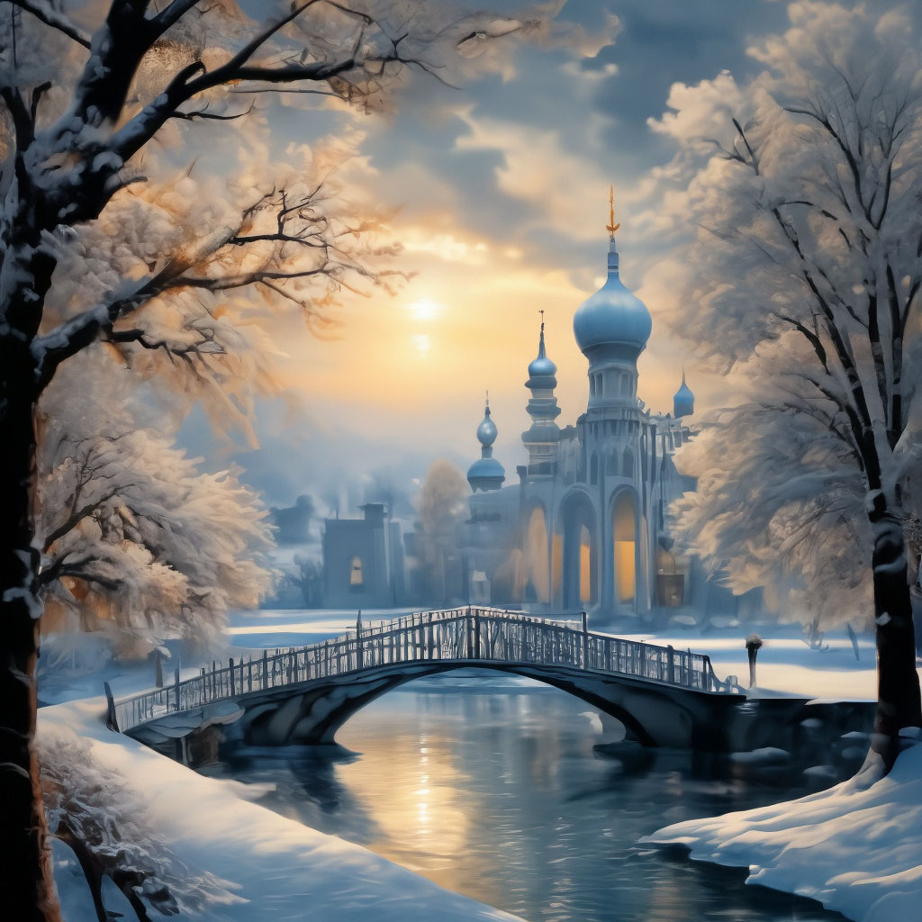"Landscape in light silver tones, delicate white velvety clouds ...