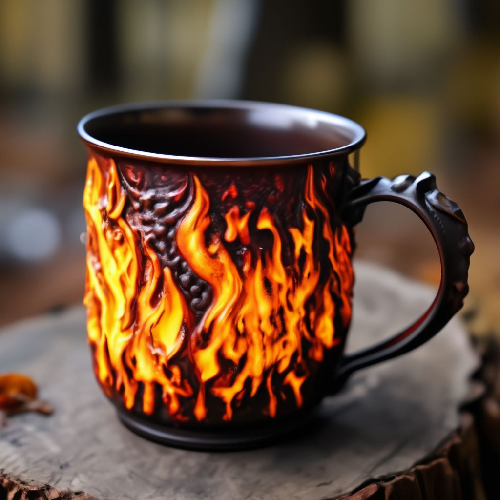 "Iron mug style fire" — image created in Shedevrum