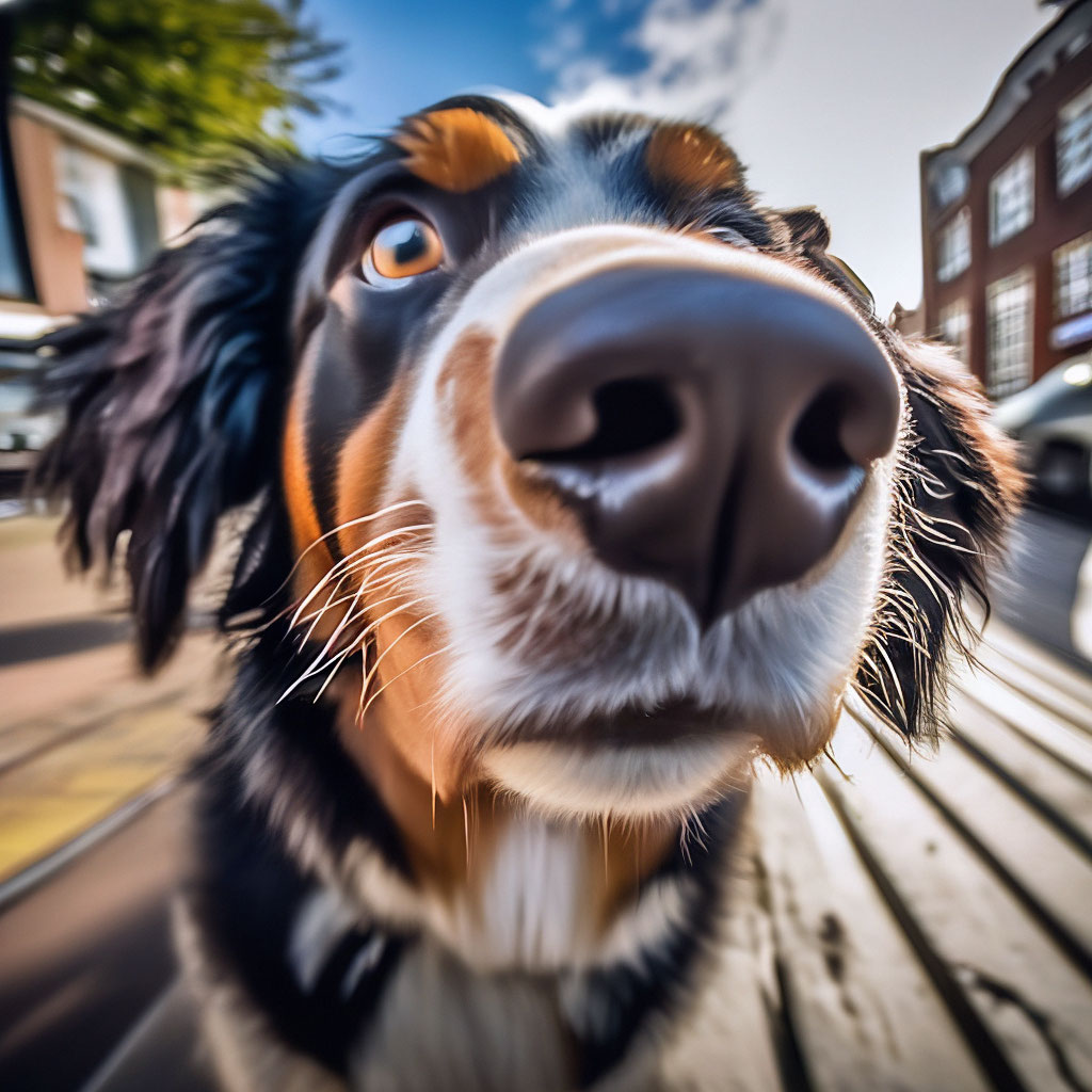 "A dog with a treat on his nose patiently waits" — image created in ...