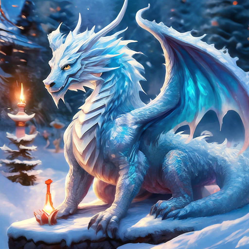 "Enchanting new year winter dragon" — image created in Shedevrum