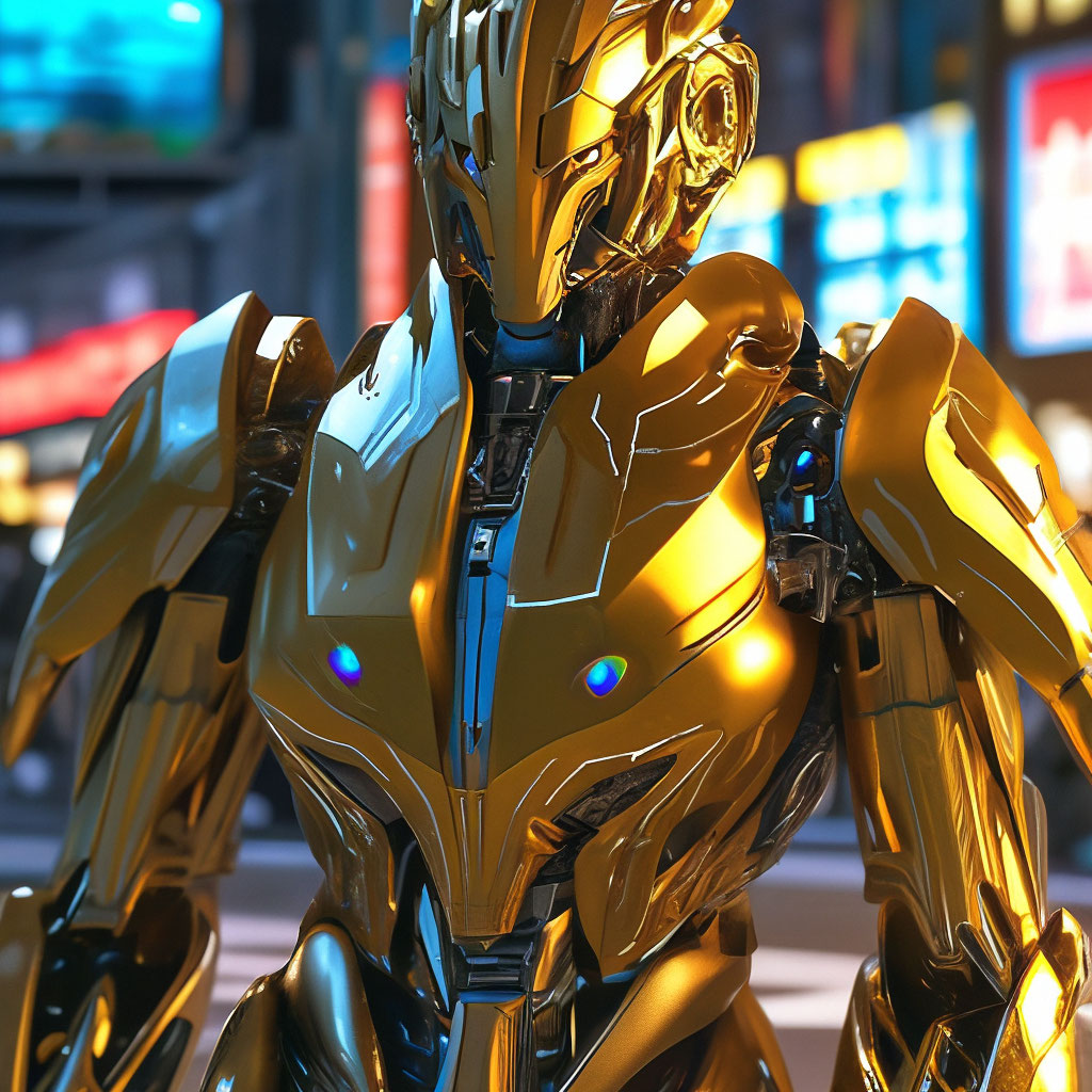 "Robot+mechanoid+centaur, bronze-golden color, guarding the border ...