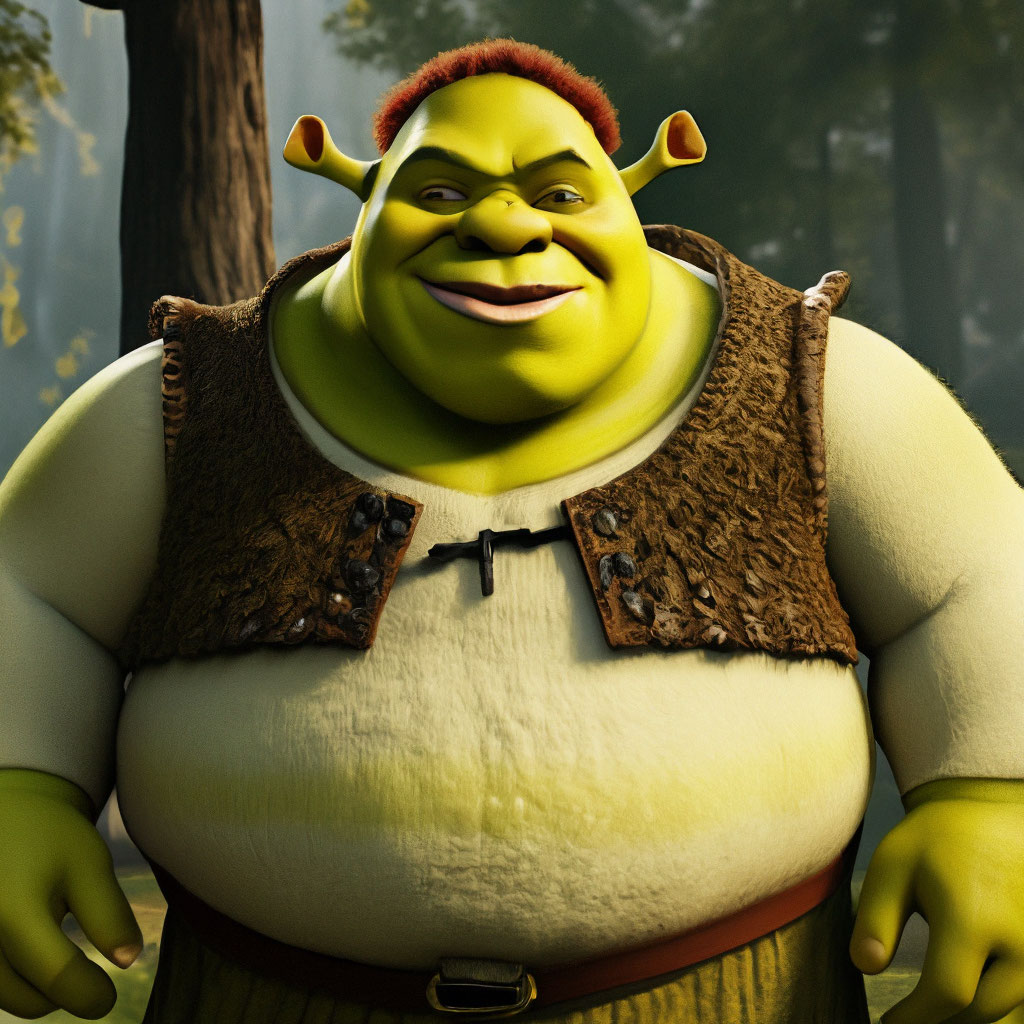 "Shrek has become fat" — image created in Shedevrum