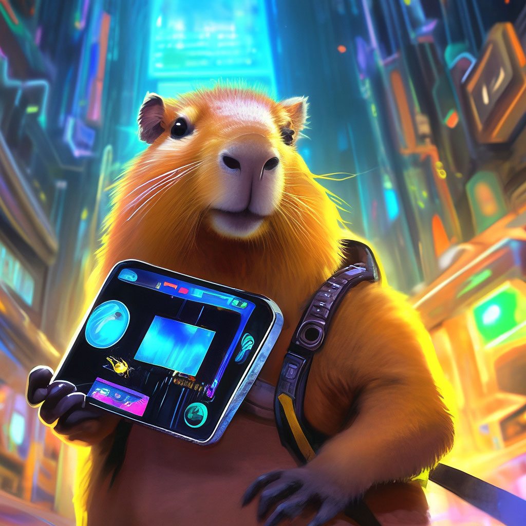"Capybara holds Poco x3 pro" — image created in Shedevrum