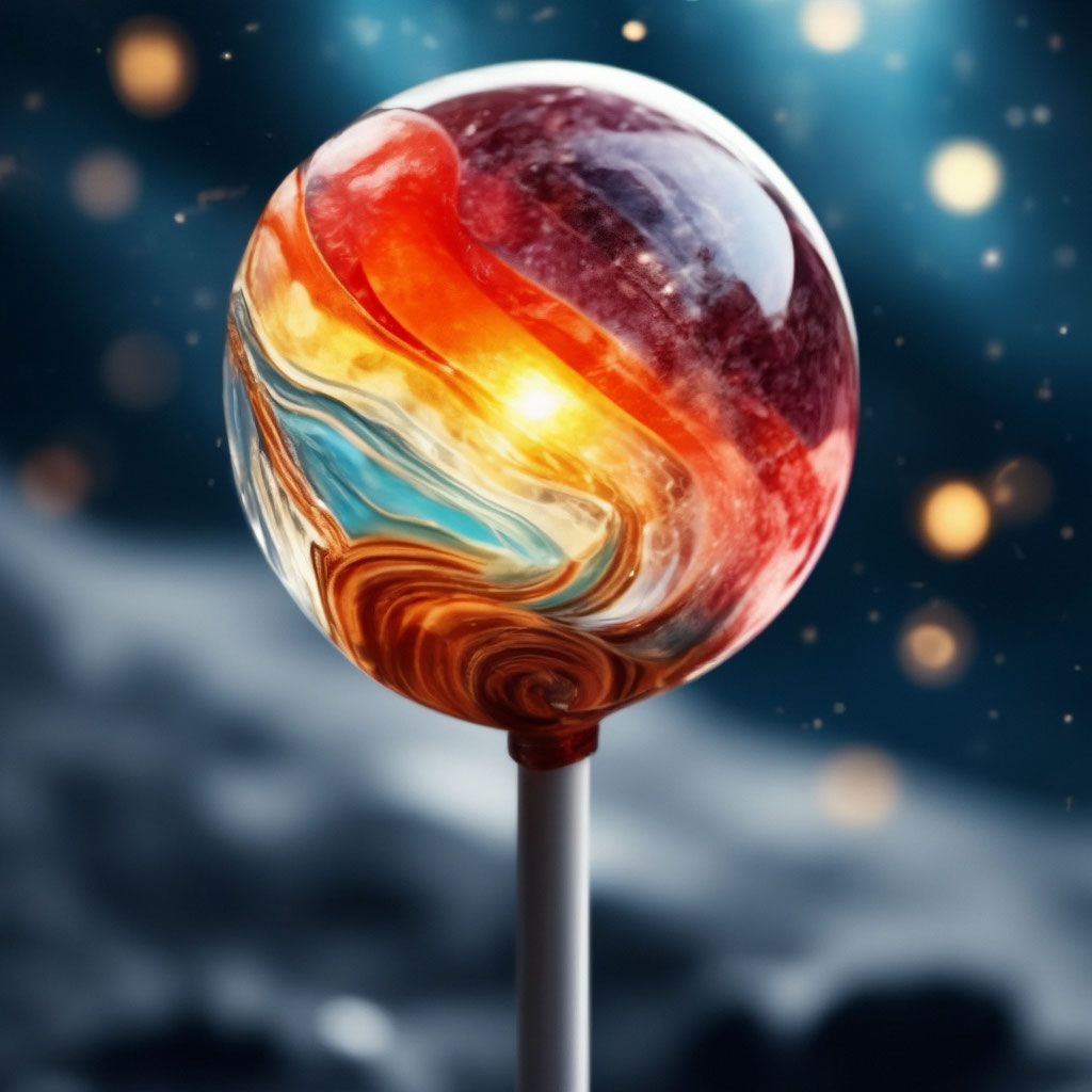 "Absolutely transparent lollipop inside the mini solar system universe ...