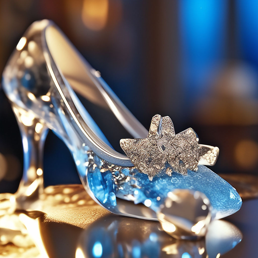 "Cinderella with a crystal slipper close-up, professional shooting high ...