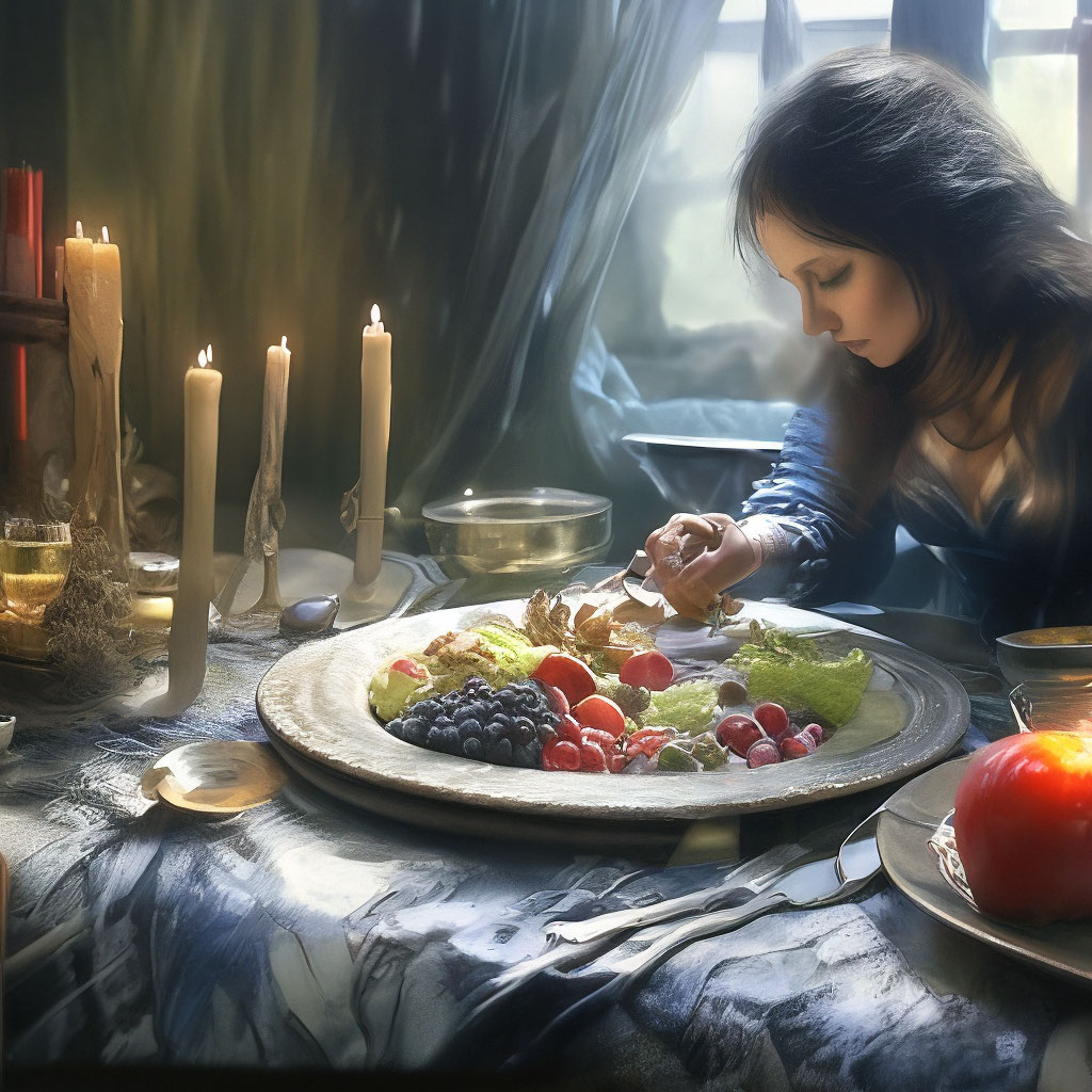"Appetite comes with eating. watercolor painting,surrealism ...