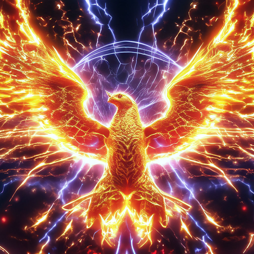 "An epic fractal Golden Griffin bursts out of a Red activated open ...