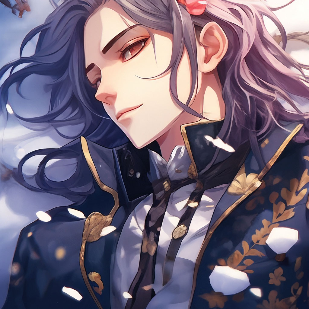 " ️ anime, handsome young guy, long hair of different colors, roses in ...