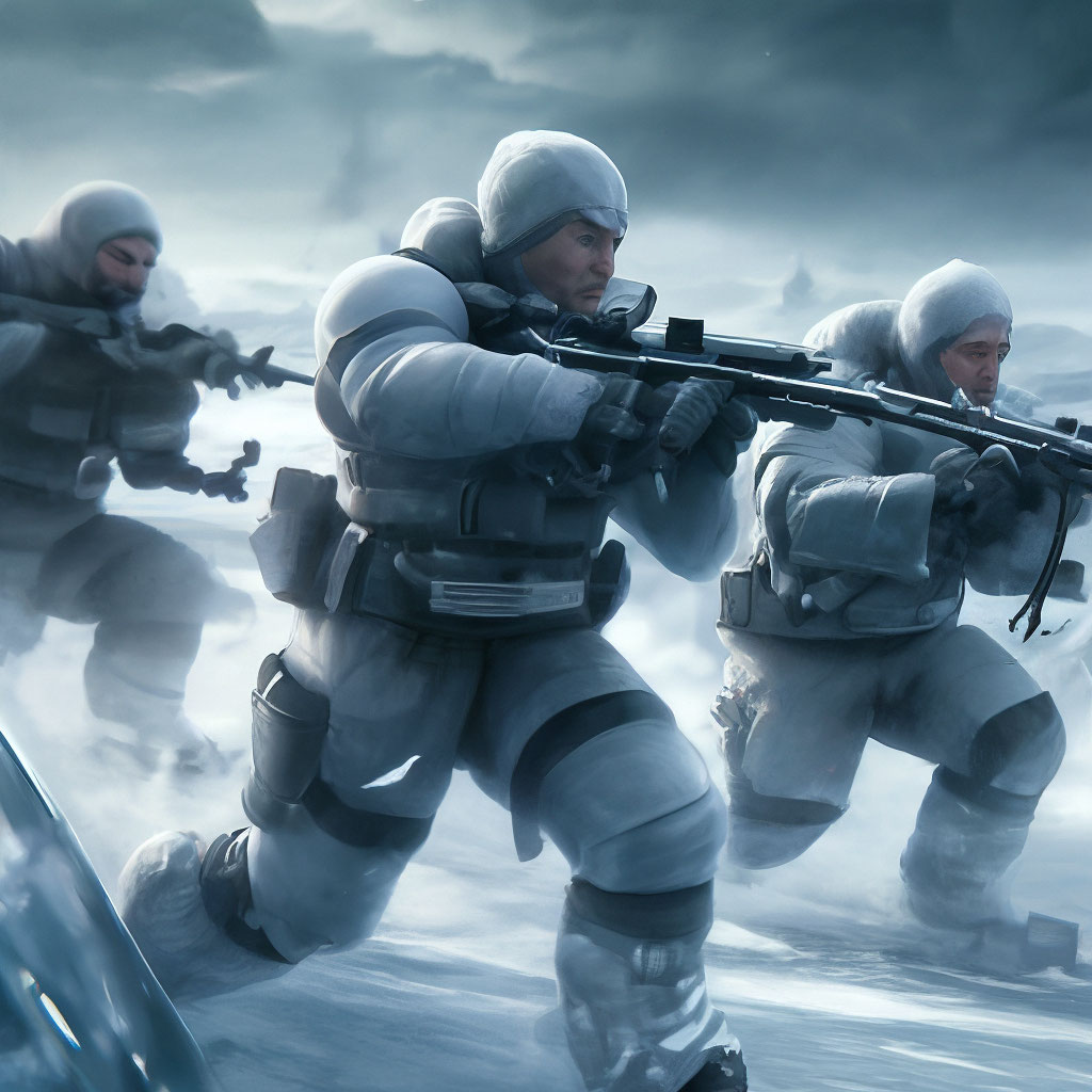 "The ice squad is fighting a tough battle" — image created in Shedevrum