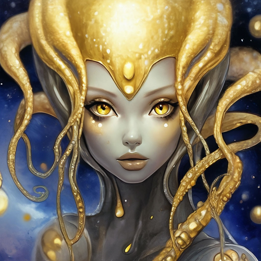 "Watercolor,black-and-gold ink,ink drawing,4k,fantastic magical space ...