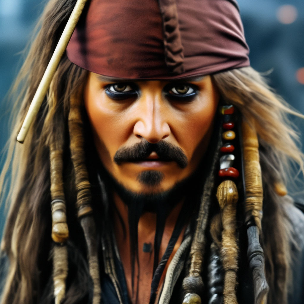 "Jack Sparrow from the movie Pirates of the Caribbean, realistic, close ...